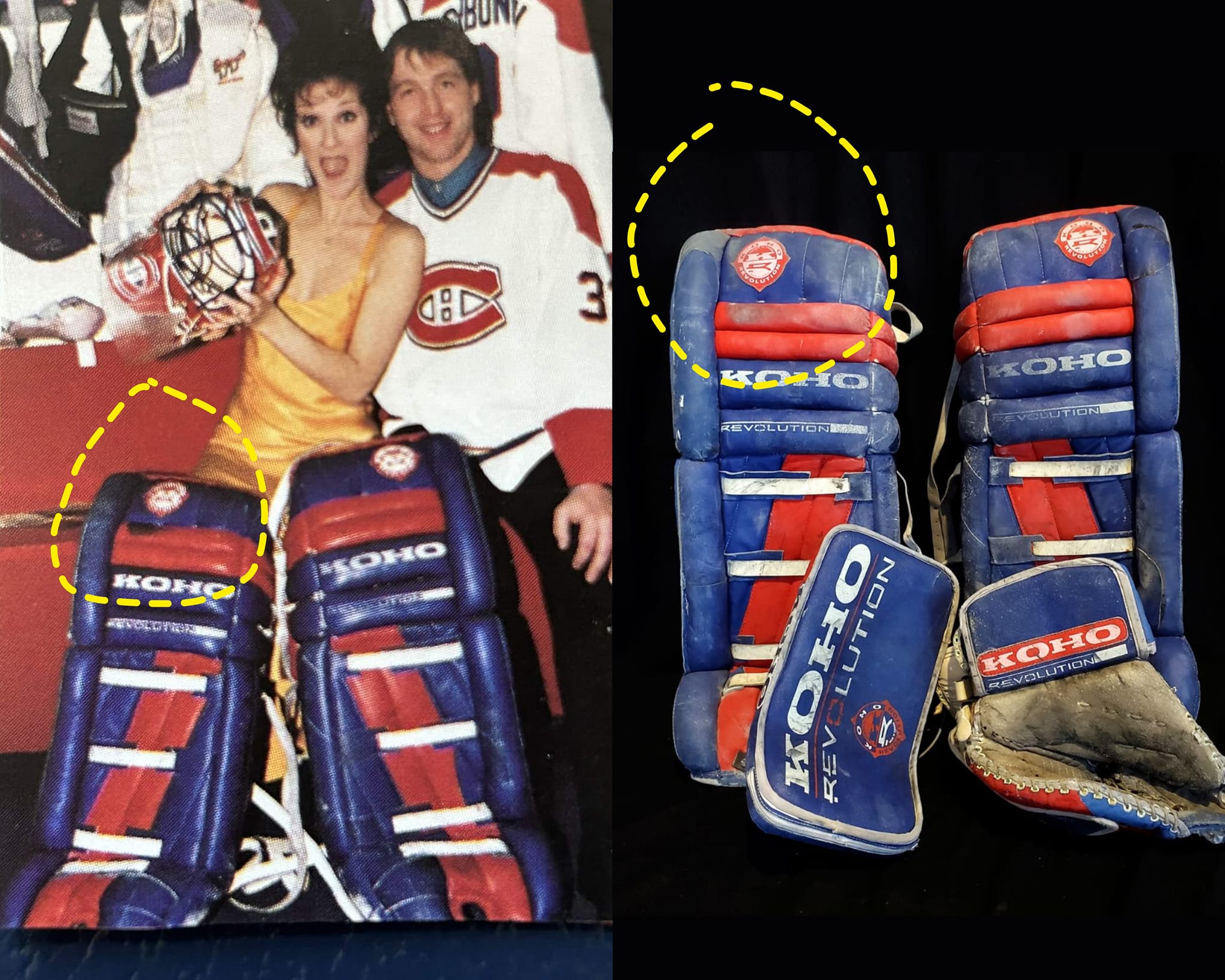 Celine Dion Wearing Patrick Roy's Game Used Goalie Pads – Game Worn ...