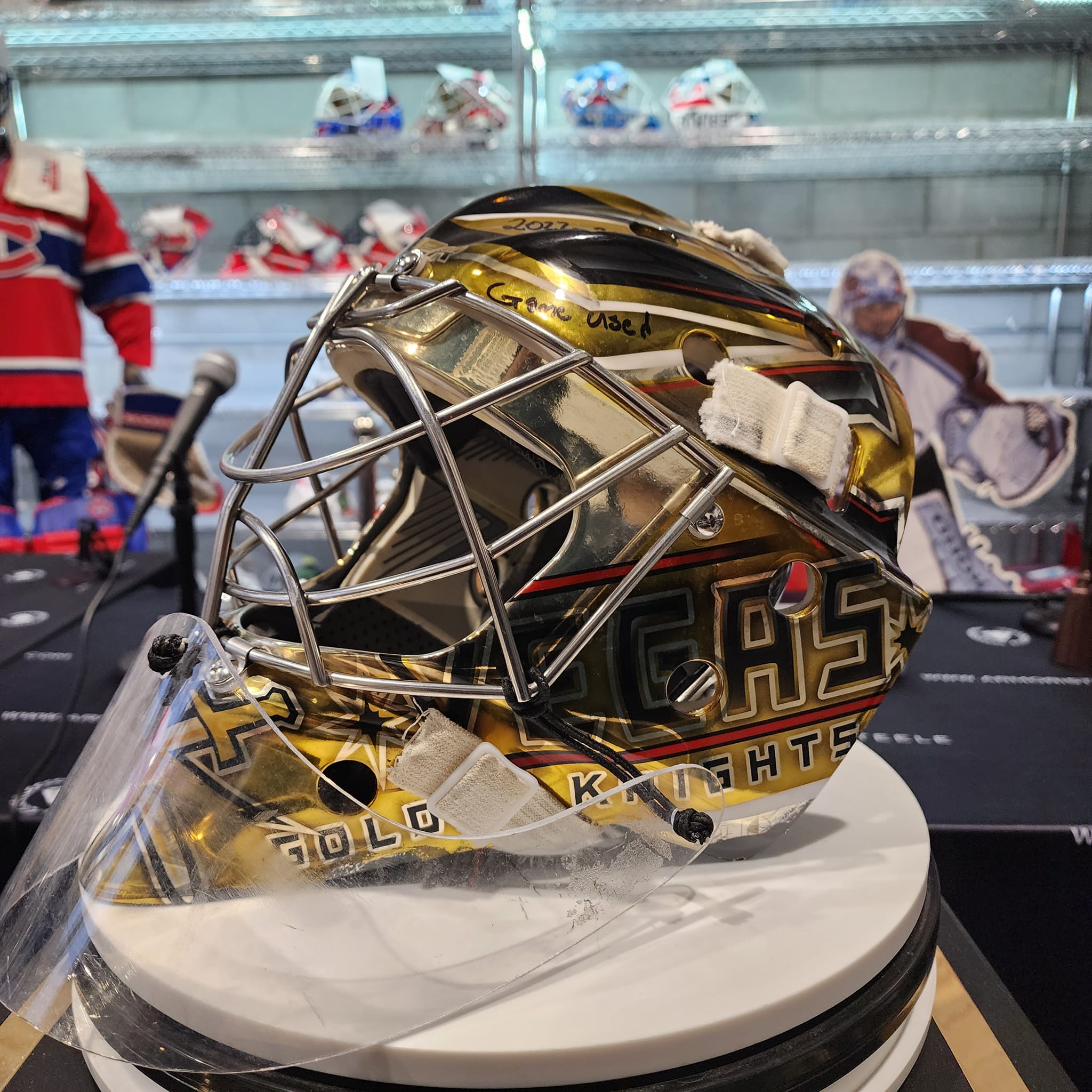 Sold! To Las Vegas. Logan Thompson Game Worn Goalie Mask - $12,500 ...